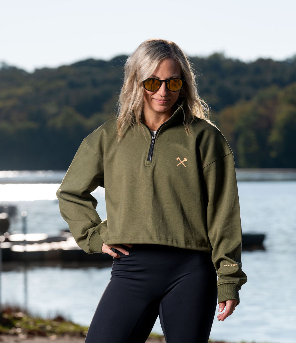 Cropped Quarter Zip // Olive Brigade – All American Roughneck